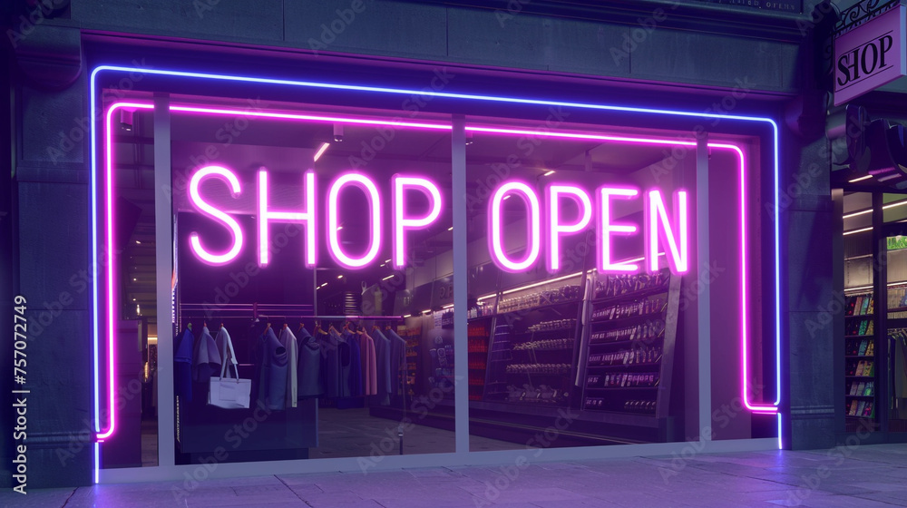 Stockfoto Against a sleek and modern silver backdrop, the neon lights ...