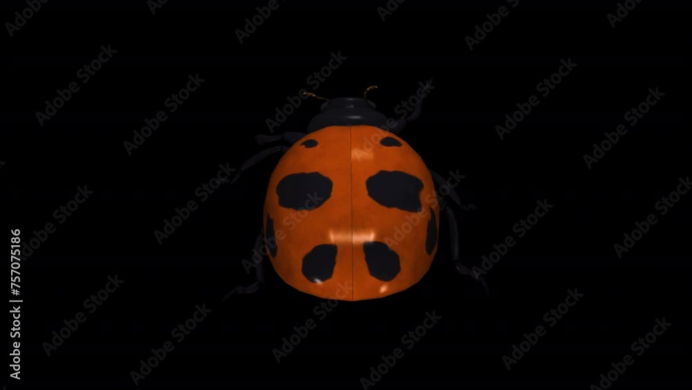 Common Red Ladybird Beetle Bug - Crawling Loop - Back View Close Up ...