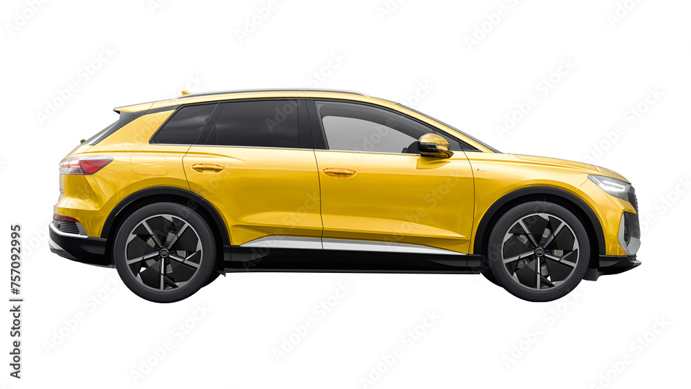 Berlin. Germany. March 11, 2024. Audi Q4 e-tron 2022. Yellow modern ...