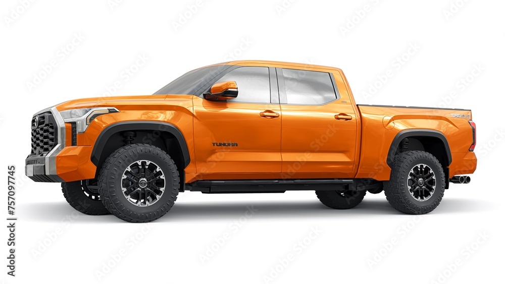 Dallas, USA. February 23, 2024: Toyota Tundra TRD SR5 2022 orange full ...