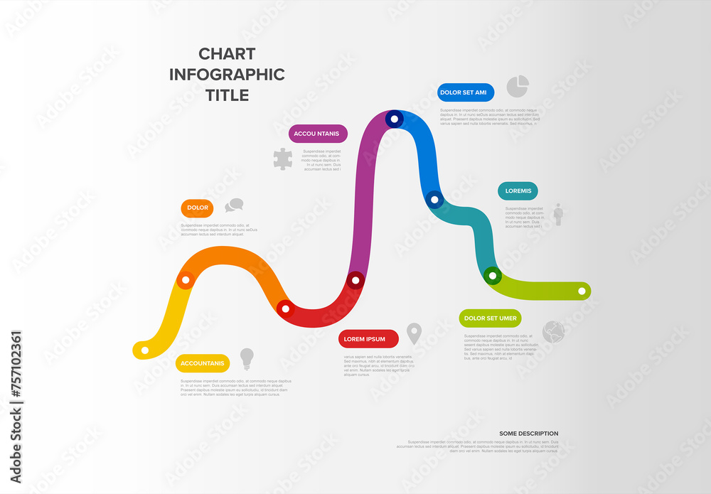 Thick line growth Infogrpahic vertical timeline diagram template Stock ...