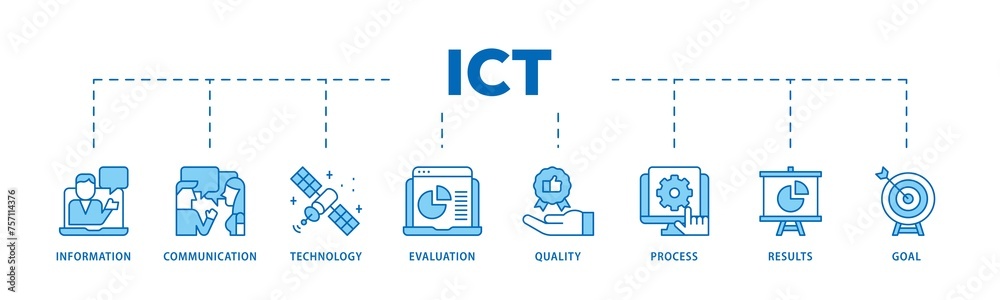 ICT infographic icon flow process which consists of antenna, radio ...