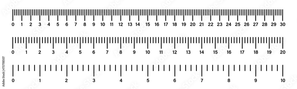 Ruler scale. Measuring tool. Size indicator units. Ruler scale measure ...