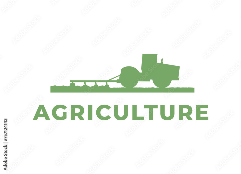 Agriculture farming logo, emblem. Farm vehicles and machinery works on ...