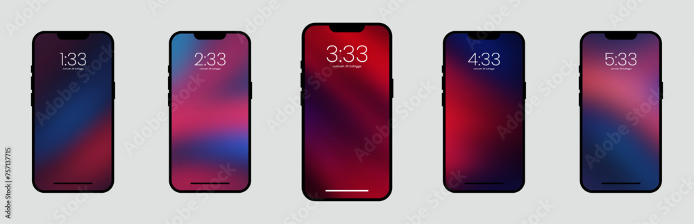 Premium mobile phone smart screen gradient wallpaper with five ...