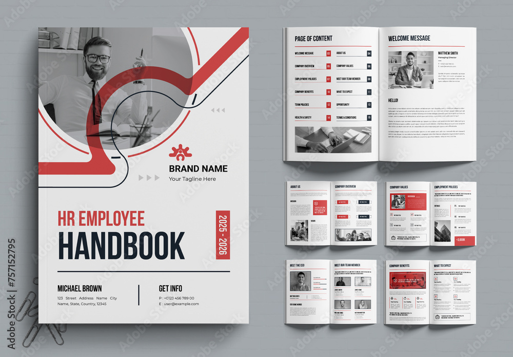 Hr Employee Handbook Layout Stock Template | Adobe Stock