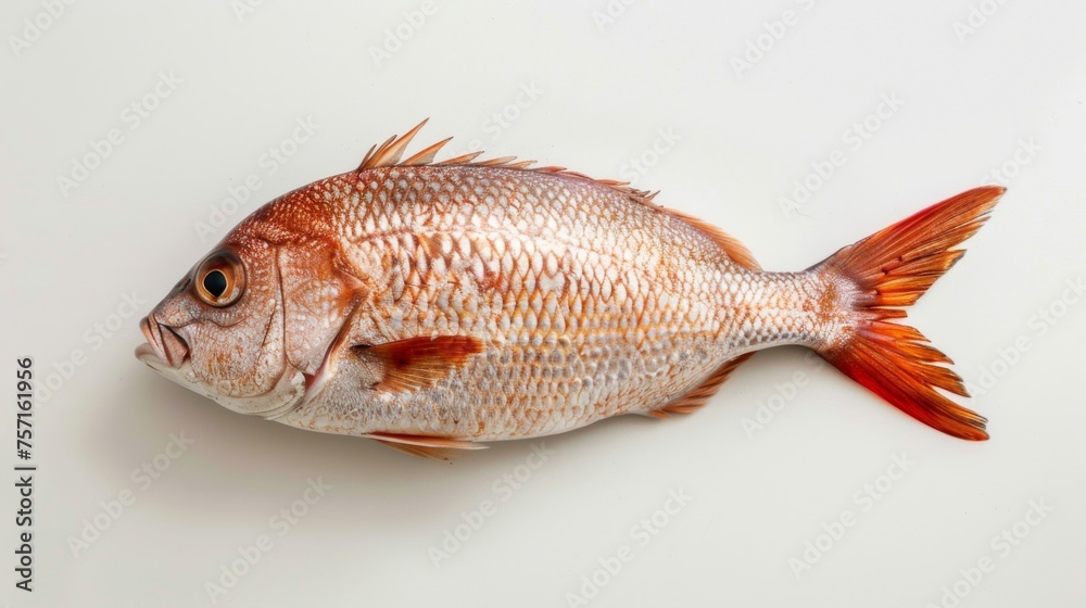Red Snapper Fish Isolated on White Background, A single Red Snapper ...