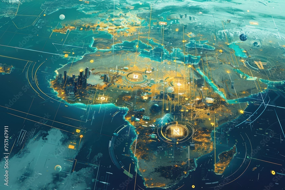 A captivating photo capturing the world map illuminated with an ...