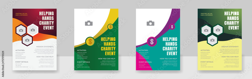 Charity and donation poster design templates, fundraising event Flyer ...