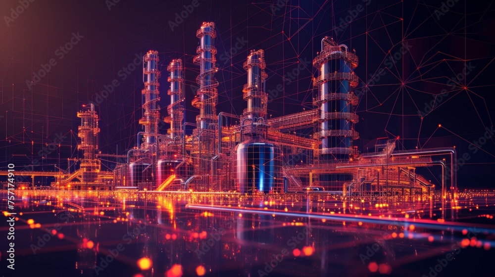 Low poly wireframe banner template. Polygonal naphtha production, earth ...