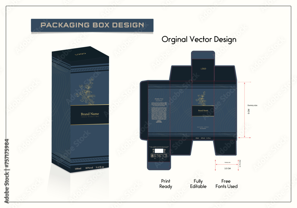 Luxury Packaging box design with Box dies line, 3d Box Mockup, icon ...