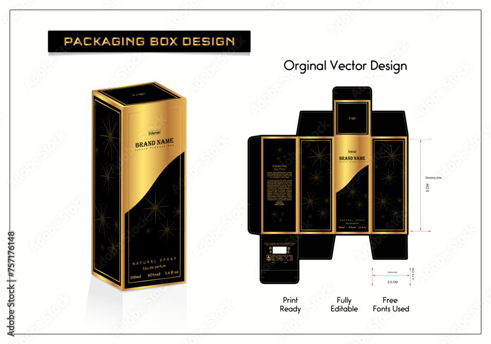 Luxury Packaging box design with Box dies line, 3d Box Mockup, icon ...