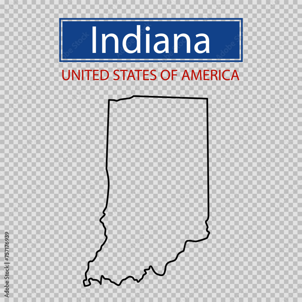 Indiana state outline map on a transparent background, United States of ...