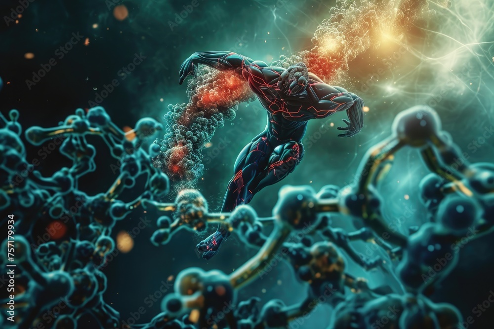 Witness the breathtaking moment as a man donning a red and black suit ...