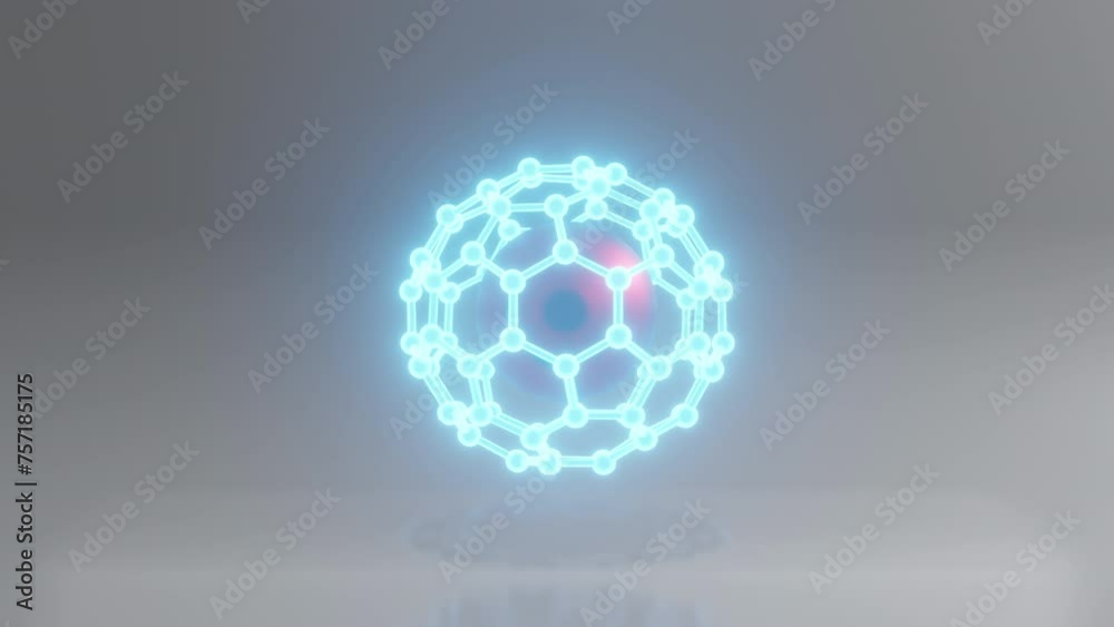 Abstract spheres molecular structure on science background. Slow motion ...
