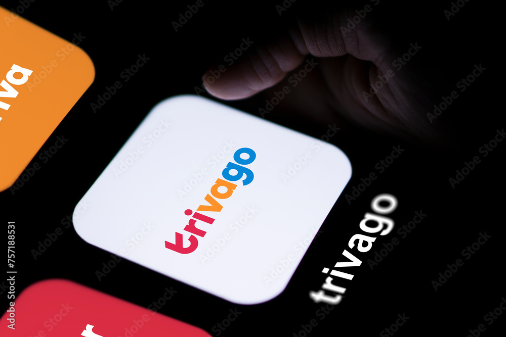 Dhaka, Bangladesh- 13 March 2024: Trivago app icon on the smartphone ...