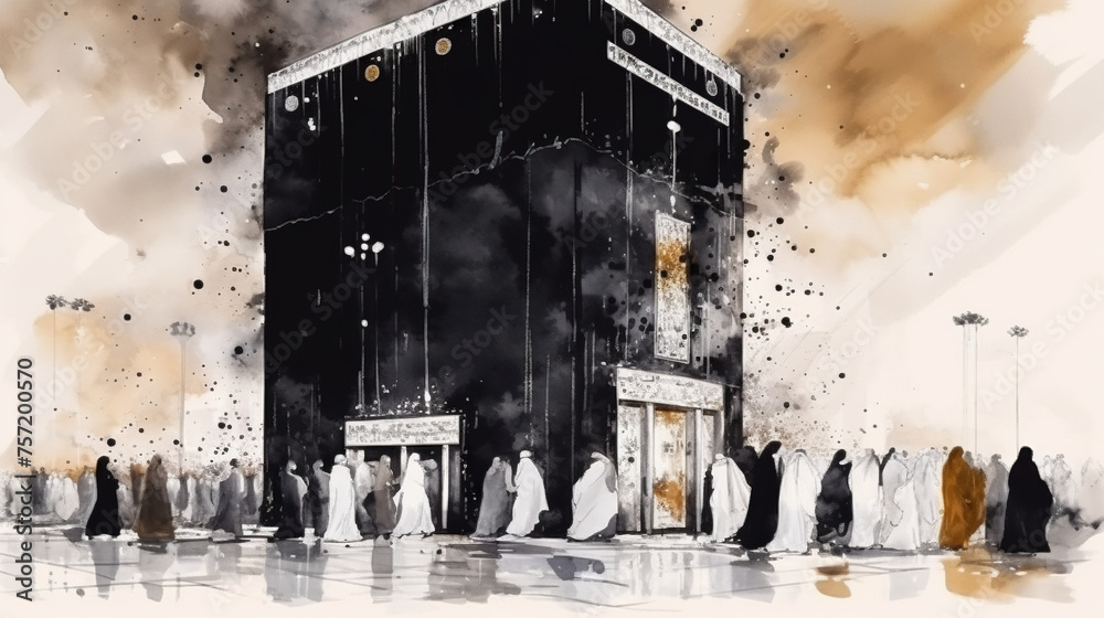 old art of Khana e Kaba The Center of Faith holy place for muslims ...