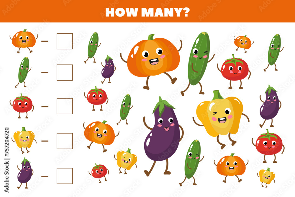 Math game for children. How many vegetables are there in the picture ...
