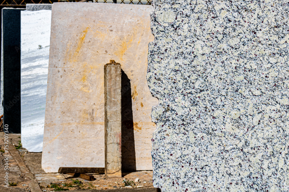 marble slabs on display for sales, in a marble factory in Brazil Stock ...