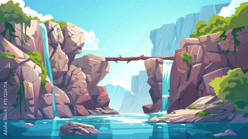 A hazard chasm between a high rough edge and a dangerous rock cliff ...