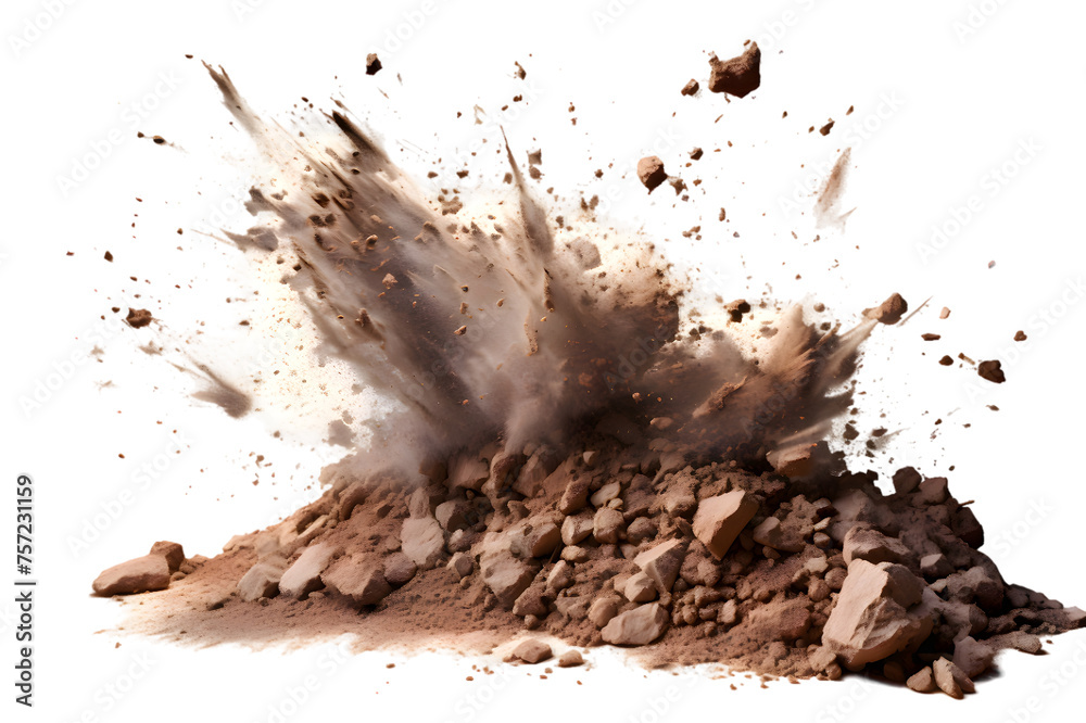 Dry soil explosion Isolated on transparent background Stock Photo ...