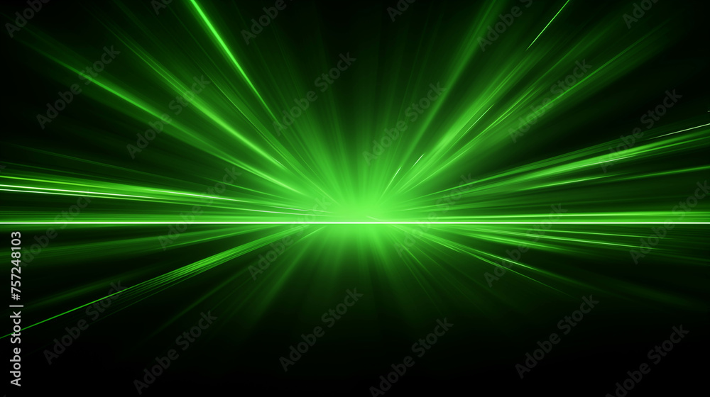 The glowing green light effect spreads out in a straight line. Stock ...