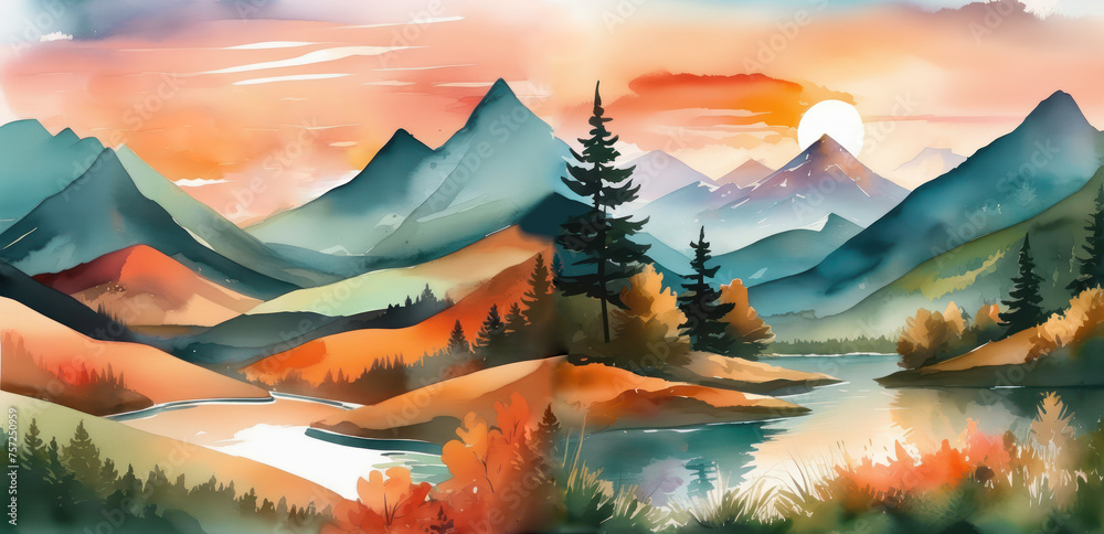 Serene landscape. A tranquil scene with mountains, a reflecting lake ...