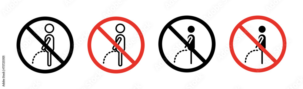 Ban Piss Sign Icon Set. Restroom and urination forbid vector symbol in ...