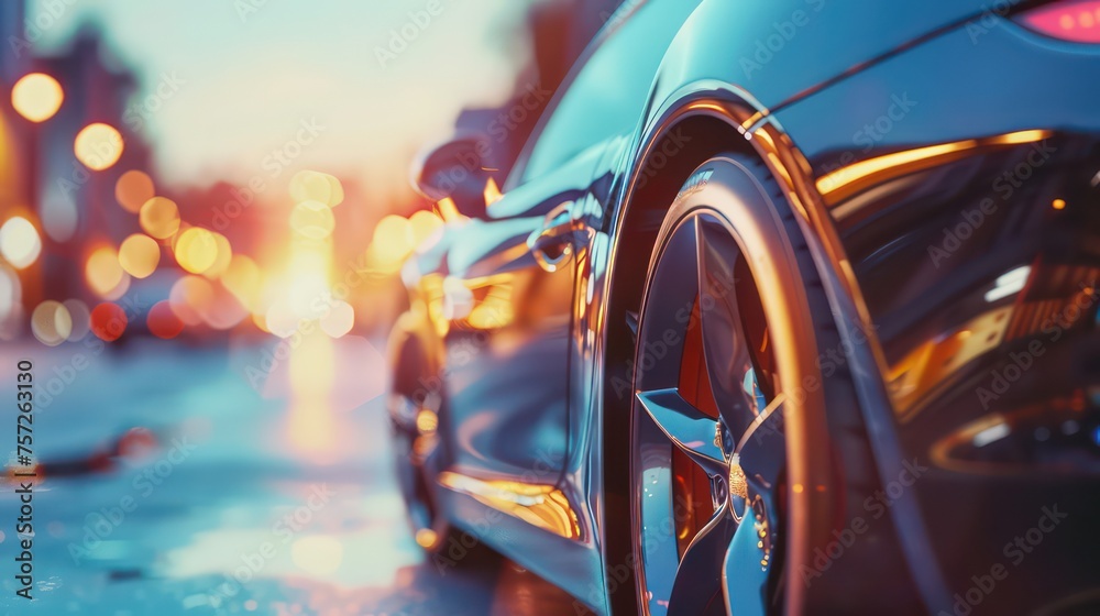 Car insurance, featuring a zoomed-in view of a car's right side ...