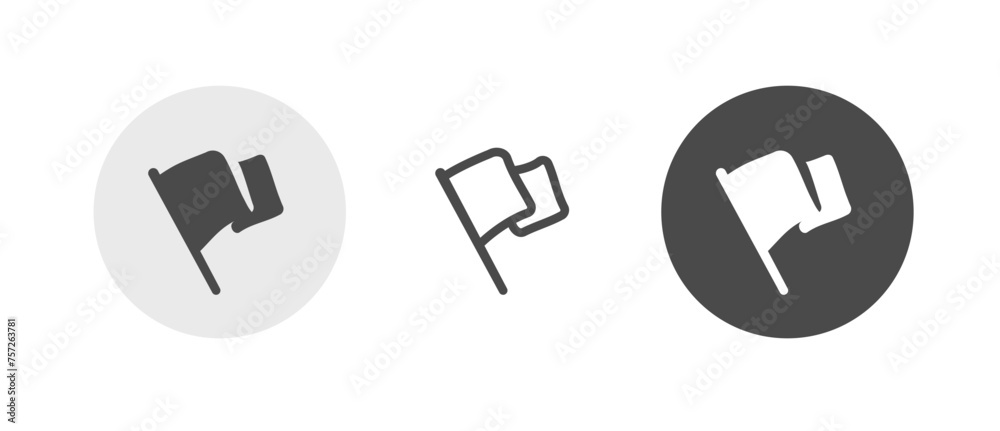 Flag waving icon simple pictogram logo vector set line outline stroke ...