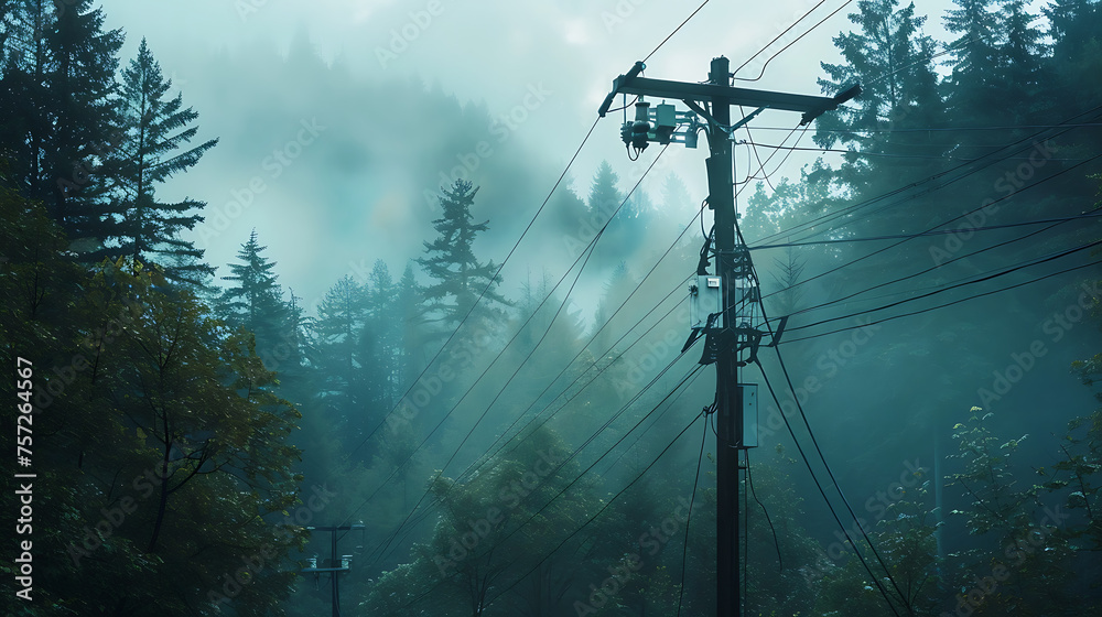 Distribution line pole and transformer concept of traditional grid ...