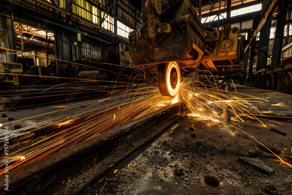 Electrical grinding of steel structures in the factor in the factory ...