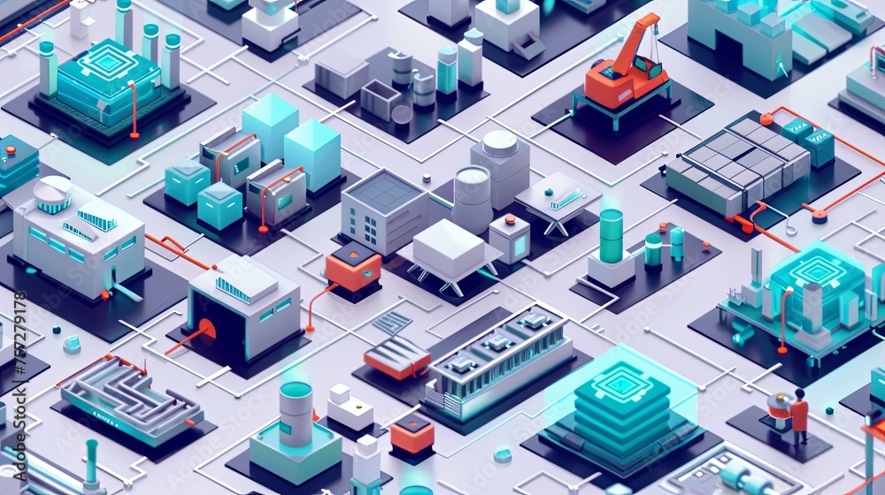 Isometric Smart Factory Automation Concept Illustration of an isometric ...