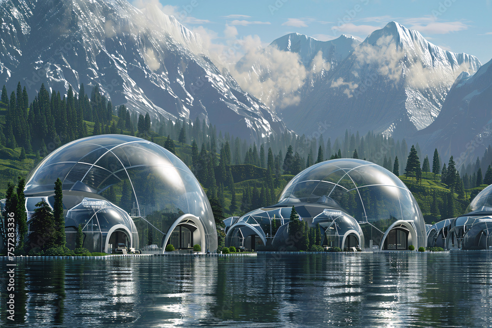 Show a community living in dome-covered cities to shield from extreme ...
