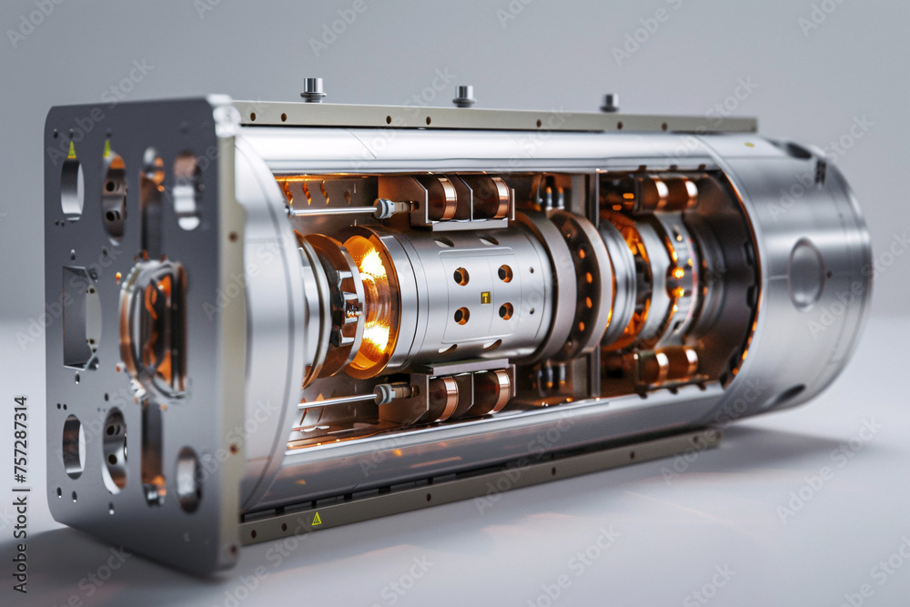 A cross-sectional 3D model of a Ni-63 nuclear battery, illustrating the ...