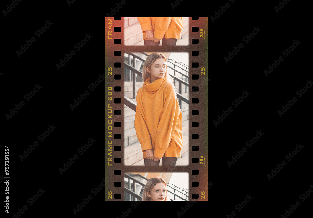 Analog Film Frame Photo Effect Mockup Template Retro Texture Vintage ...