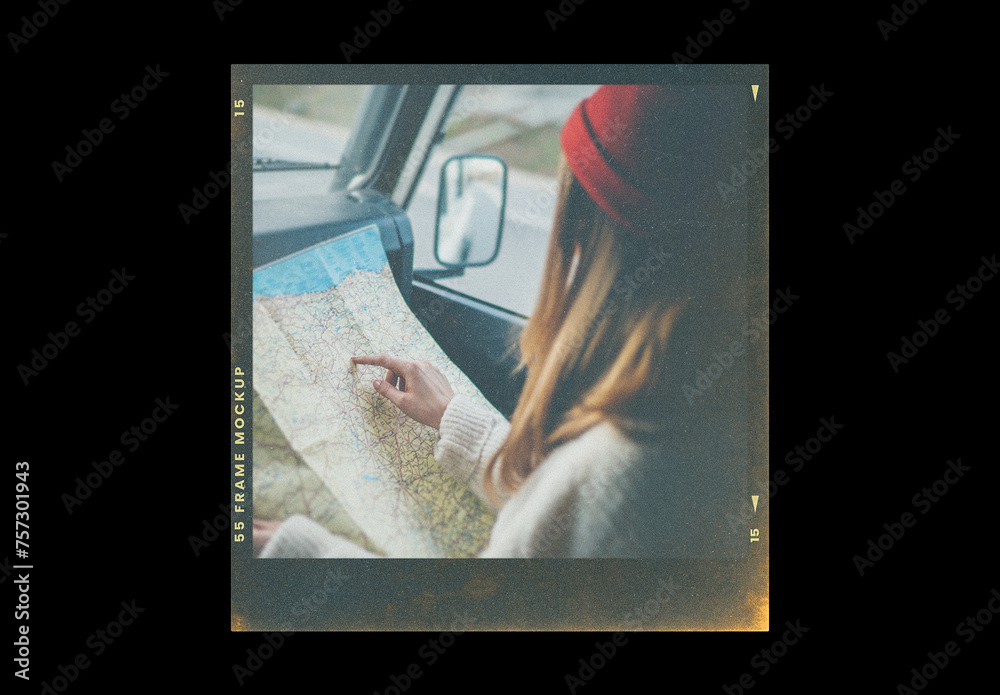 Analog Film Frame Photo Effect Mockup Template Retro Texture Vintage ...