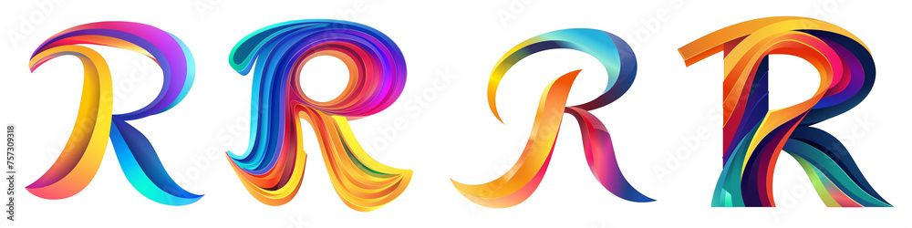 Letter R with colorful gradients, Logo design, alphabet, isolated on a ...