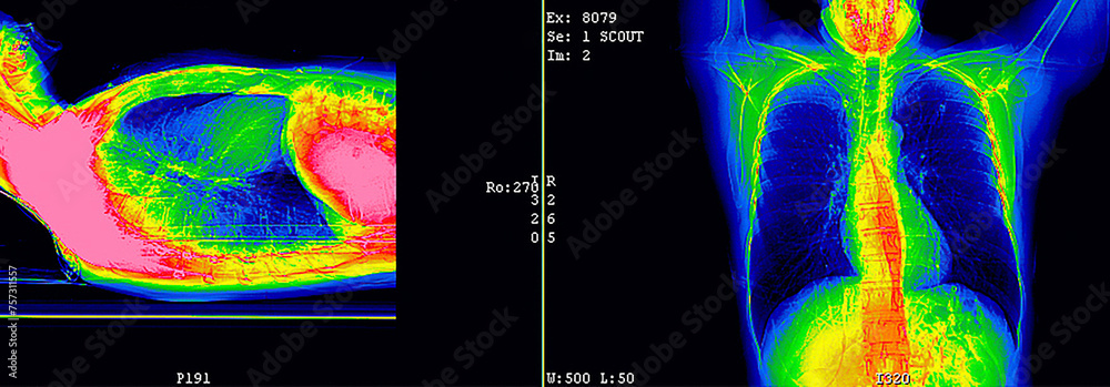 Axial contrast of the cardio system with radiology. A computerized ...