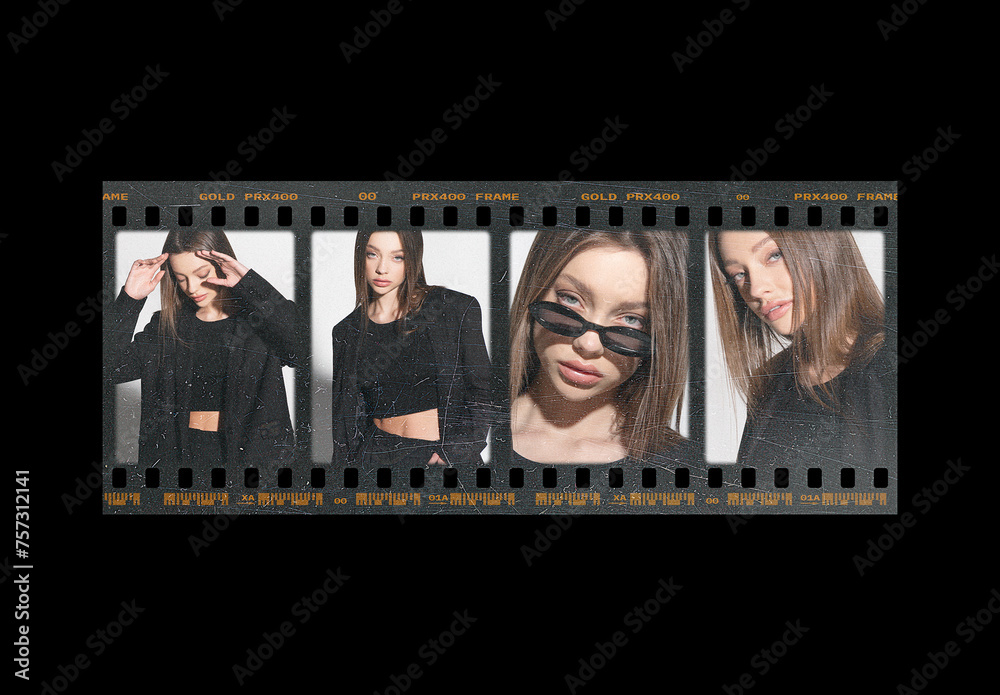 Analog Film Frame Photo Effect Mockup Template Retro Texture Vintage Stock Template | Adobe Stock