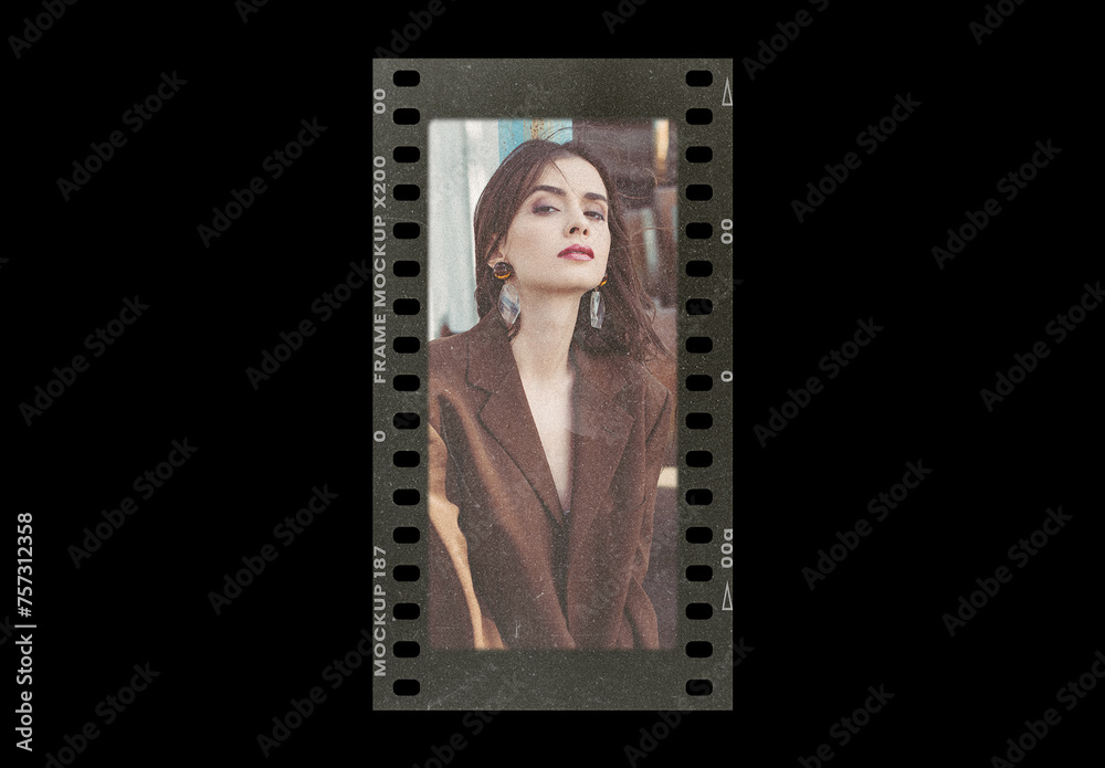 Analog Film Frame Photo Effect Mockup Template Retro Texture Vintage ...