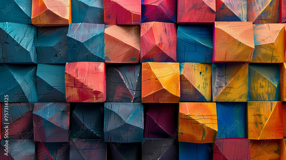 The shape of the 3D cube is arranged with a random height and causes a ...