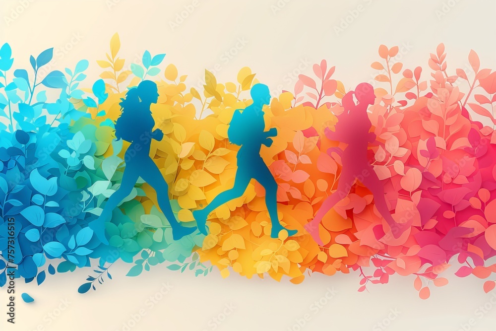 silhouettes of running people effect of movement and energy. Concept ...