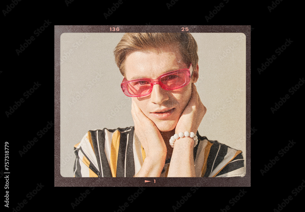 Analog Film Frame Photo Effect Mockup Template Retro Texture Vintage ...