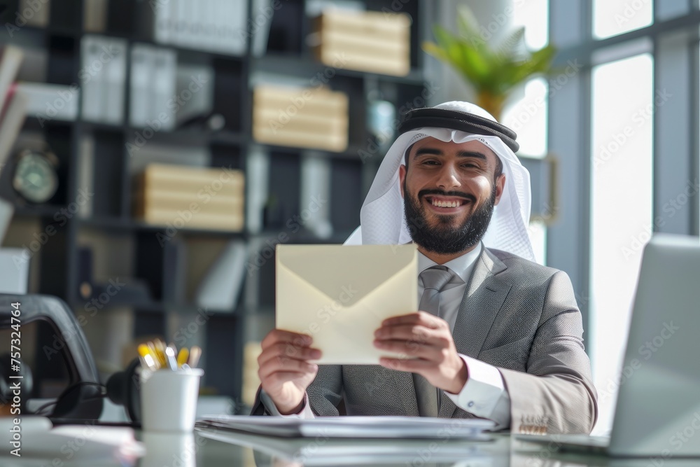 Young successful arab businessman at workplace inside office, man ...