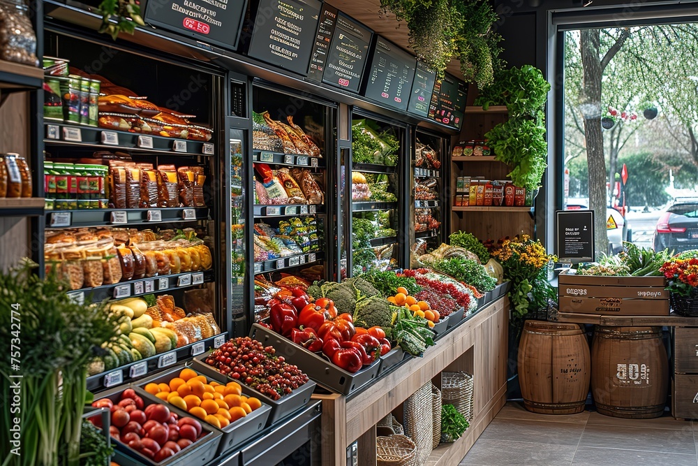 A high-tech grocery store of the future, with smart shopping carts and ...