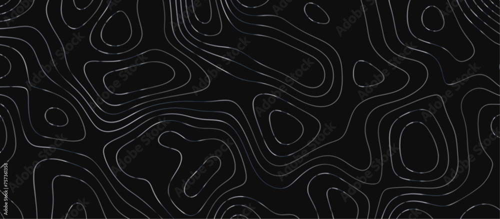 Abstract outline topographic contour map background. Dark texture ...
