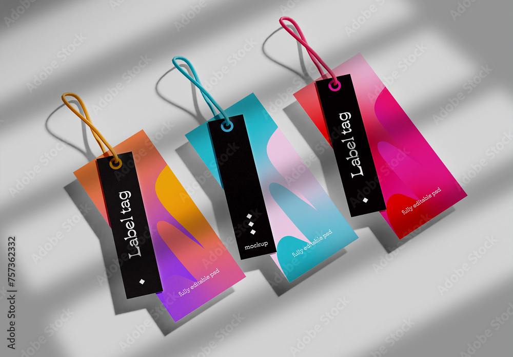 Three Rectangular Labels Tag Mockup Stock Template | Adobe Stock