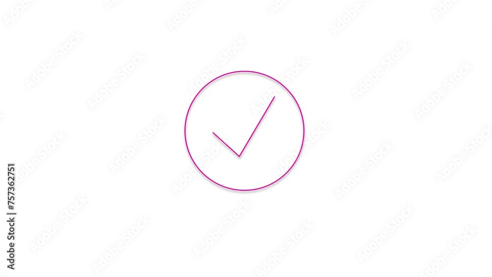 Neon check mark symbol. Right check mark icon animation. Light check ...