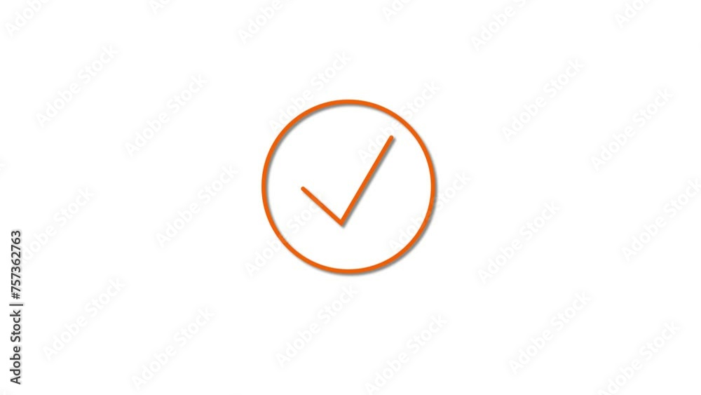 Neon check mark symbol. Right check mark icon animation. Light check ...